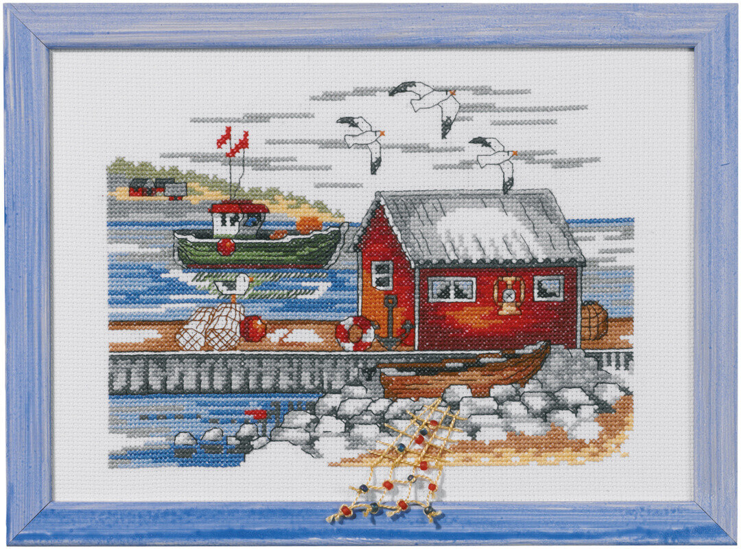 Svensk skärgård 20x28cm – Vackert broderisats. Köp här